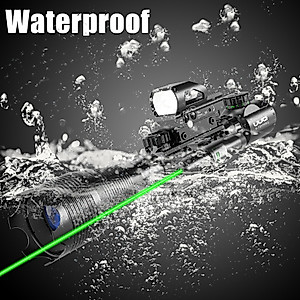 UUQ 4-16x50 Tactical Rifle Scope Red/Green Illuminated Range Finder Reticle W/Laser Sight and Holographic Reflex Dot Sight (Green Laser W/Upgraded Dot Sight)