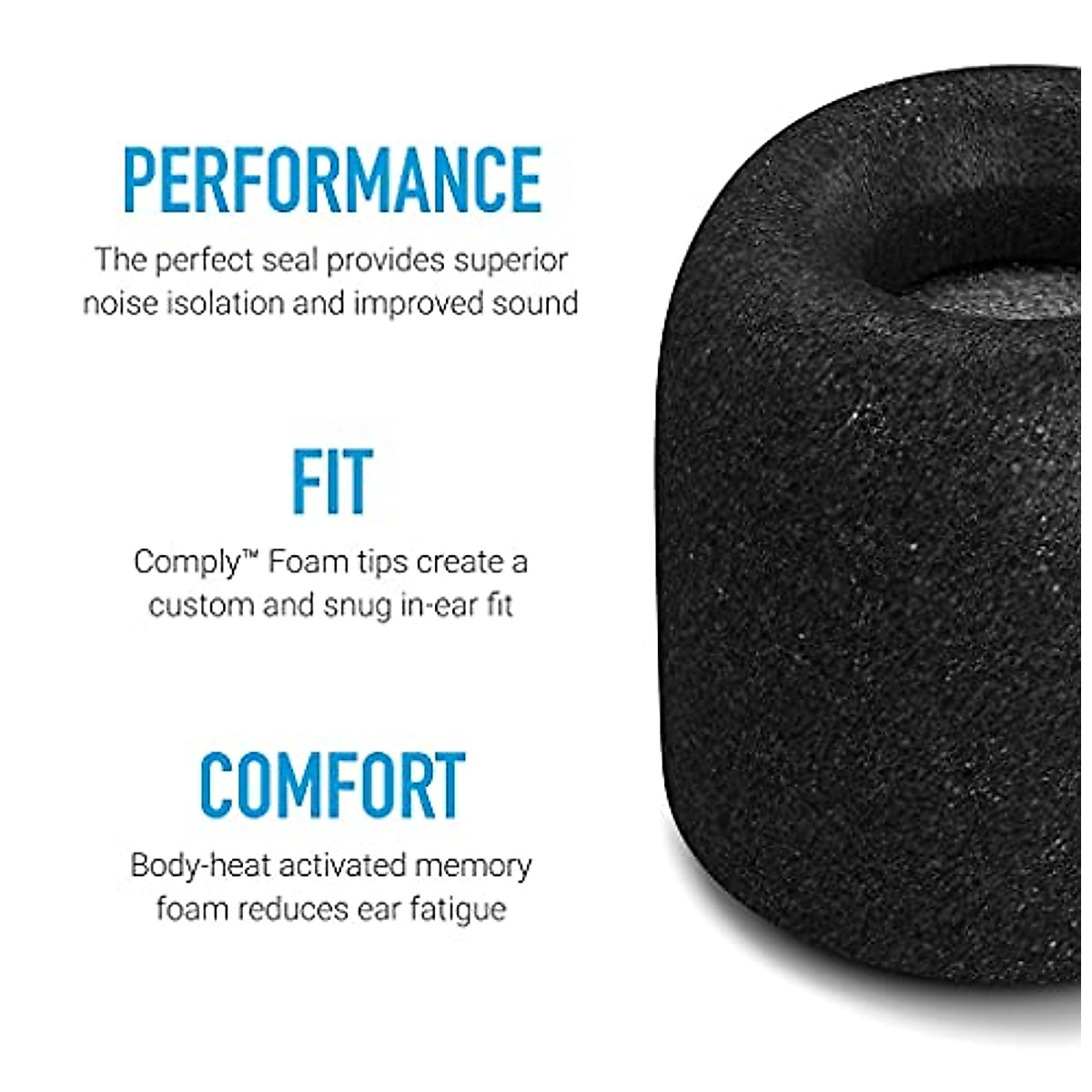 Comply Isolation Plus Premium Noise-Cancelling Memory Foam Replacement Earbud Tips for Sennheiser HD1 Momentum MIE2, IE 800 S, and CX 3.00 Earphones with a Comfortable Secure Fit (Medium,3 Pairs)