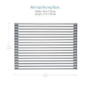 Roll Up Dish Drying Rack - Silicone Dish Drying Rack Over The Sink Kitchen (17" x 13") - Foldable Farmhouse Sink Drying Rack - Heavy- Duty Stainless Steel Core - BPA Free & Dishwasher Safe by DI ORO