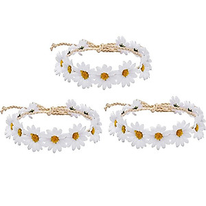 XINGZI 3PCS Fashion Daisy Flower Headband Boho Floral Crown Wreath Headpiece Hair Band Tool Tie Wrap Wreathâ€‹ For Wedding Festival Beach Scenery Festivals Girls Lady's Seaside Holiday