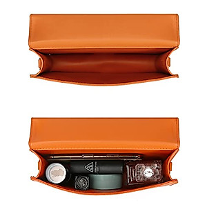 YIKOEE Quilted Chain Mini Shoulder Purse for Women (Orange)