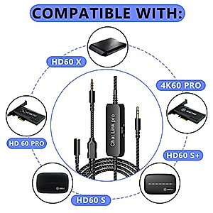gozahad Chat Link Pro for Elgato HD60S, Chat Link Cable with in-line Isolator for HD60 X Capture Card, Chat Adapter Compatible with Nintendo Switch, Xbox One, PS4 and PS5