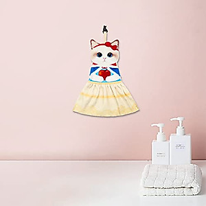 PAT JUUMG Cute Princess Cat Hand Towels for Bathroom Kitchen,Cat Home Decor Towel Hanging Face Towels Absorbent Soft,Funny Cat Gifts for Cat Lovers Gifts for Women,Christmas/Housewarming Gift