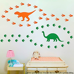AIEX 6Pcs Dinosaur Wall Decals Dinosaur Footprints Stickers for Boys Girls Bedroom/Nursery/Classroom Decoration (Blue, Orange, Green)