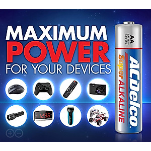 ACDelco 120-Count AAA and AA Batteries | Maximum Power Super Alkaline Battery | 10-Year Shelf Life