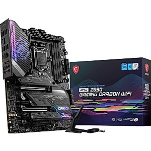 MSI MPG Z590 Gaming Carbon WiFi Gaming Motherboard (ATX, 11th/10th Gen Intel Core, LGA 1200 Socket, DDR4, PCIe 4, CFX, M.2 Slots, USB 3.2 Gen 2, Wi-Fi 6E, DP/HDMI, Mystic Light RGB) (Renewed)