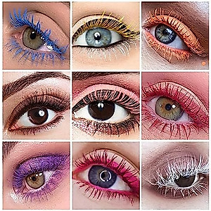 MAEPEOR Colored Mascara 7 Pack Waterproof and Smudgeproof Longlasting Mascara Cruelty Free & Vegan Volume Mascara (7 Colors Set 1)
