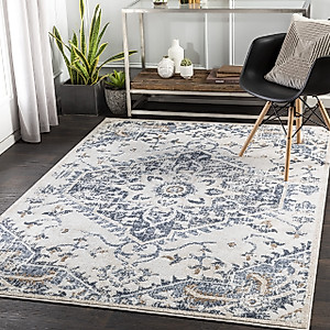 Mark&Day Area Rugs, 5x7 Baflo Traditional Denim Area Rug, Blue Cream Brown Carpet for Living Room, Bedroom or Kitchen (5'2" x 7')