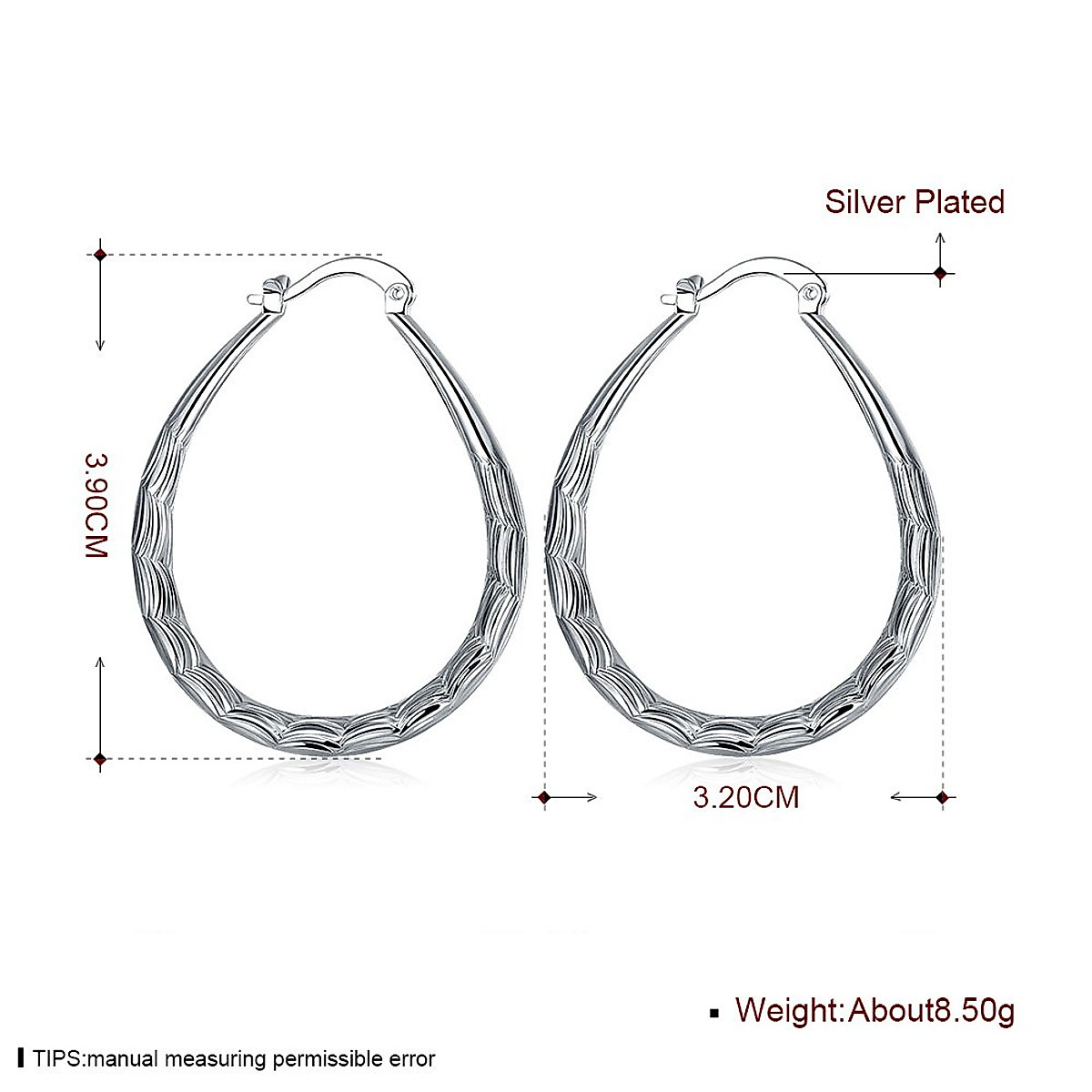 KUYIUIF 925 Sterling Silver Fashion Classic Fish Scales Hoop Drop Dangle Earring for Women