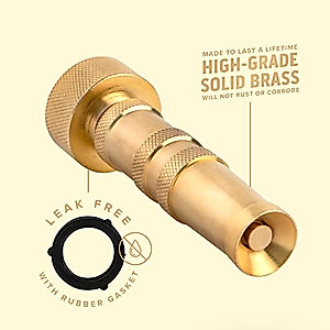 INNAV8 Solid Brass Hose Nozzle Heavy Duty - HIGH Pressure Hose Nozzle for Garden Hose - Easy Twist Water Hose Nozzle Sprayer - Brass Nozzle Sprayer for Car Wash - Brass Hose Spray Nozzle for Hose