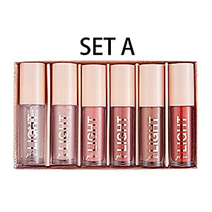 MAEPEOR Shiny Lipgloss Set 6PCS Smooth Moisturizing Lip Gloss Neutral Nude Nourishing Glossy Lipgloss (6PCS Set A)