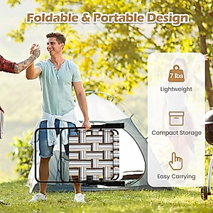 BANGTANE 6 Pack Folding Adults Portable w/Armrests, Webbed Lawn Chairs Set for Home, Beach, Park, Long Trips, Brown