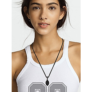 Football Necklace for Men Athlete, Mens Vintage Black Rugby Chain Titanium Steel Footballs Ball Pendant Necklaces Punk Rock Sprots Jewelry for Players