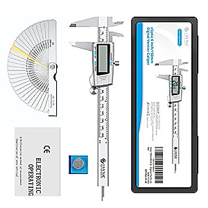 eSynic Digital Vernier Caliper 6 inch/150mm + Feeler Gauge Stainless Steel Electronic Caliper Fractions/Inch/Metric Micrometer Measuring Tool for Length Width Depth Inner Diameter Outer Diameter