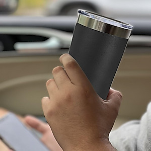 LaserGram 16oz Vacuum Insulated Pint Tumbler, Indian Elephant, Personalized Engraving Included (Black)