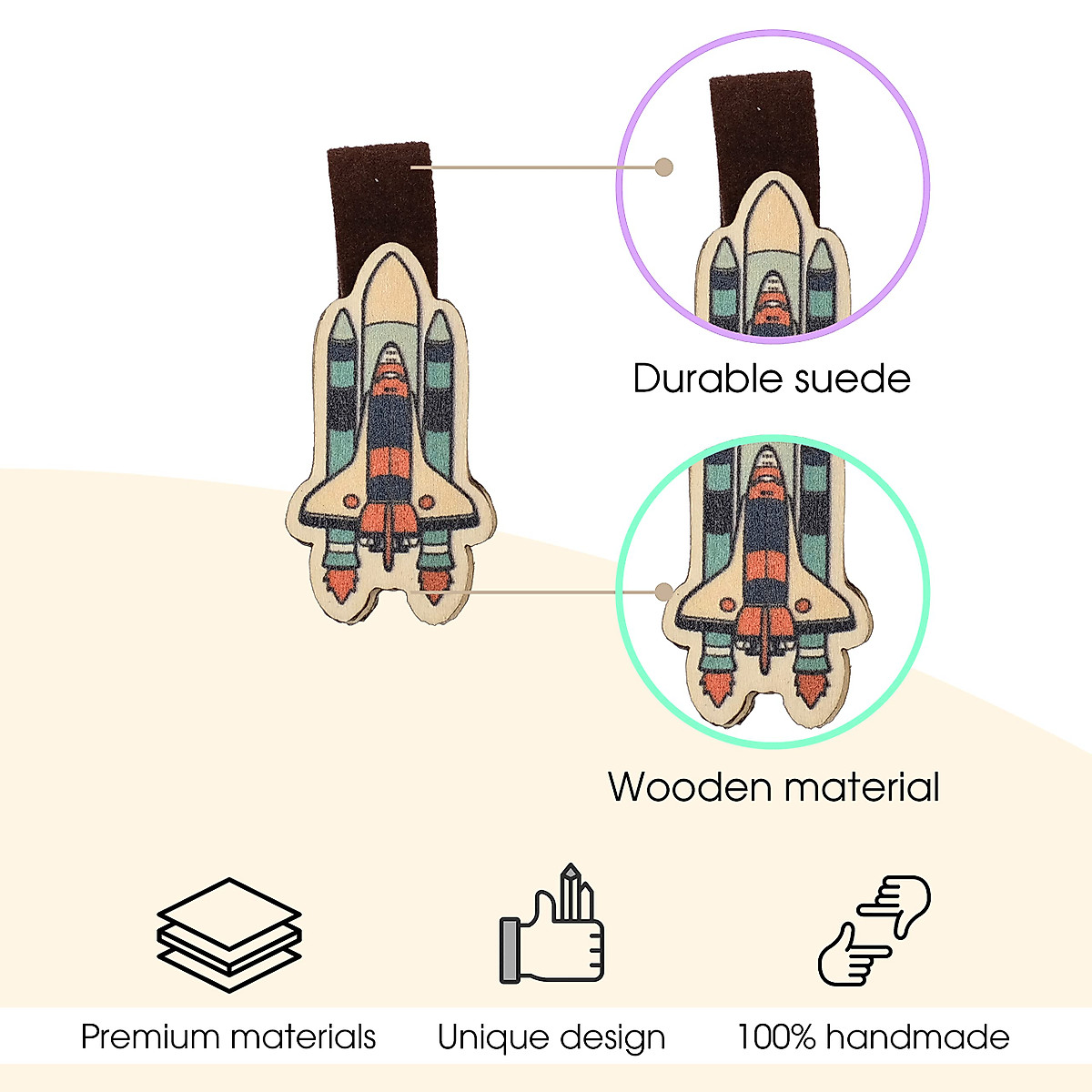 THE CRAFT HOUSE Kawaii Magnetic Bookmarks, Handmade Wooden Bookmarks, Space Bookmarks for Women Men Kids, Cute Bookmarks Book Lovers Gifts, Unique Gifts for Space Lovers | 4 Pieces, Universe