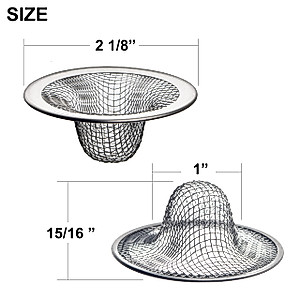 12 Pack - 2.125" Top / 1" Basket- Mesh Sink Drain Strainer Hair Catcher for Bathroom Sink, Utility, Slop, Laundry, RV and Lavatory