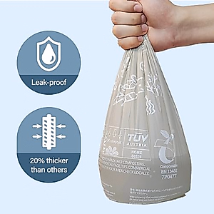 Heart of Tafiti 13 Gallon Compost Bags, US BPI ASTM D6400 Certified Compostable Trash Bags, Extra Thick Tall Kitchen Waste Bags for Food Scrap, 50 Count