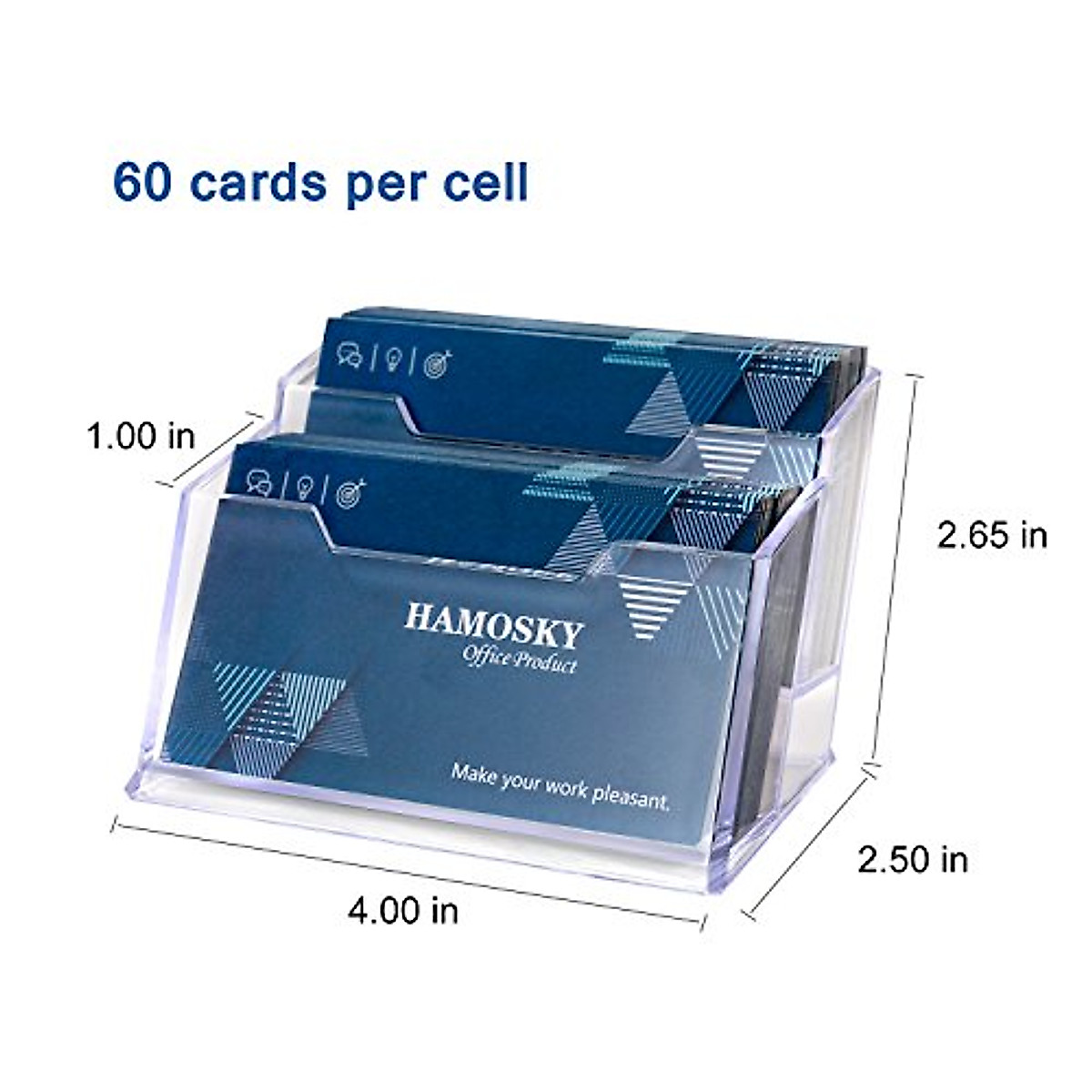 Hamosky Business Card Case Holder, 2 Tier Clear Business Card Holder Display, Plastic Business Card Stand Business Card Organizer for Office(1 Pack)