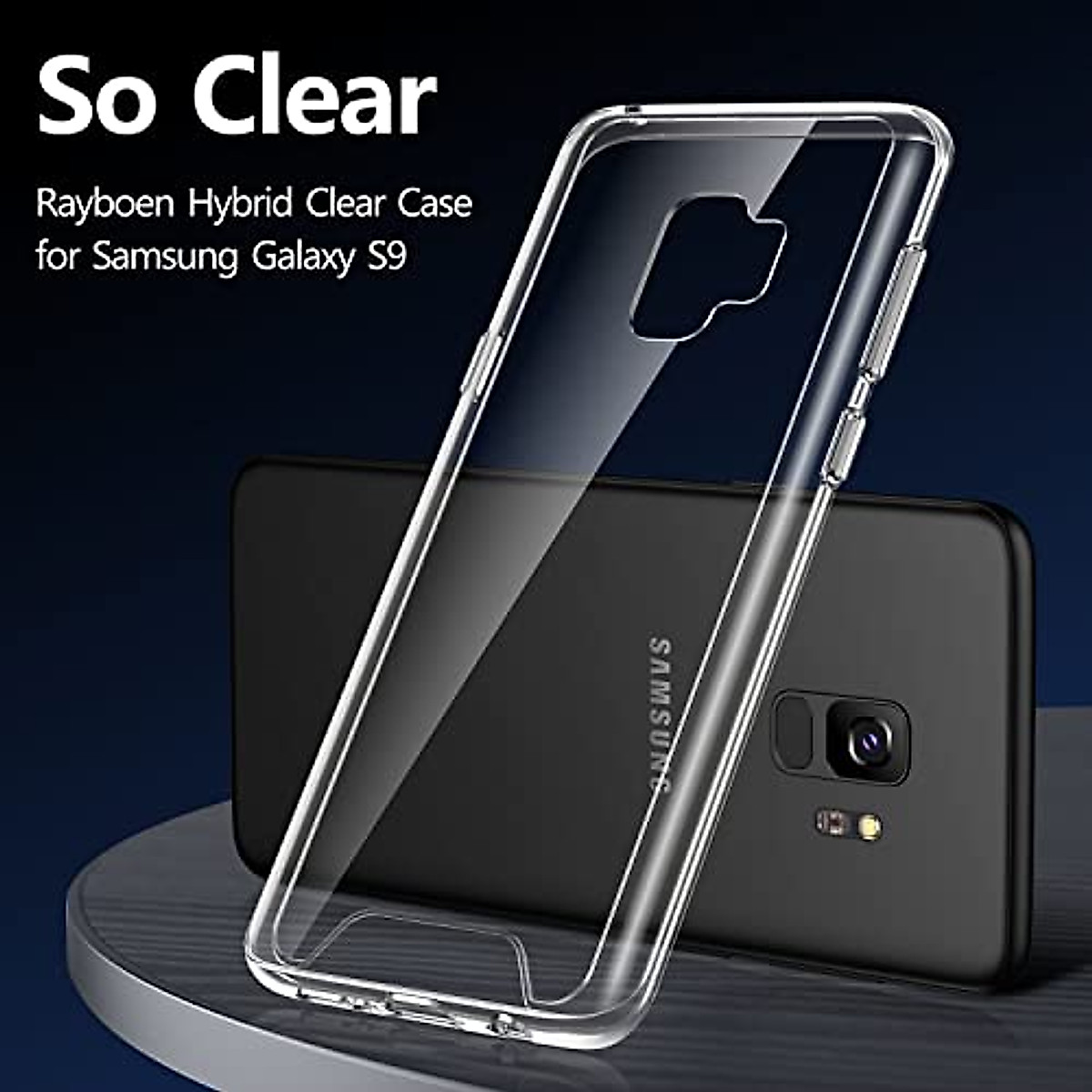 Rayboen for Samsung Galaxy S9 Case Crystal Clear Non-Slip Shockproof Protective Cover Hard PC Back & Soft TPU Frame Slim Sumsung Galaxy S9 Phone Case