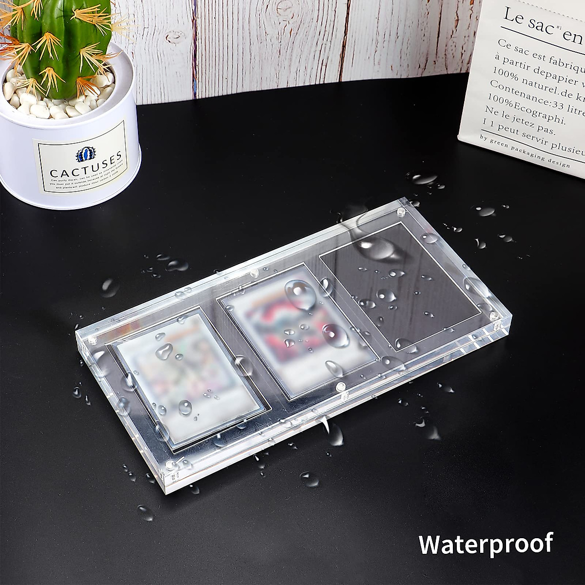 Auveach 1 Pack 35PT Acrylic TCG Triple Cards Frames, One-Touch-Open, Card Display, Clear Card Stands, Transparent Card Stands (Triple 1 Pack, 20mm)