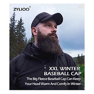 Zylioo Extra Large Woolen Winter Baseball Cap Hat,Fleece Lined Plain Soft-Structured Adjustable Size Dad Cap for Big Heads