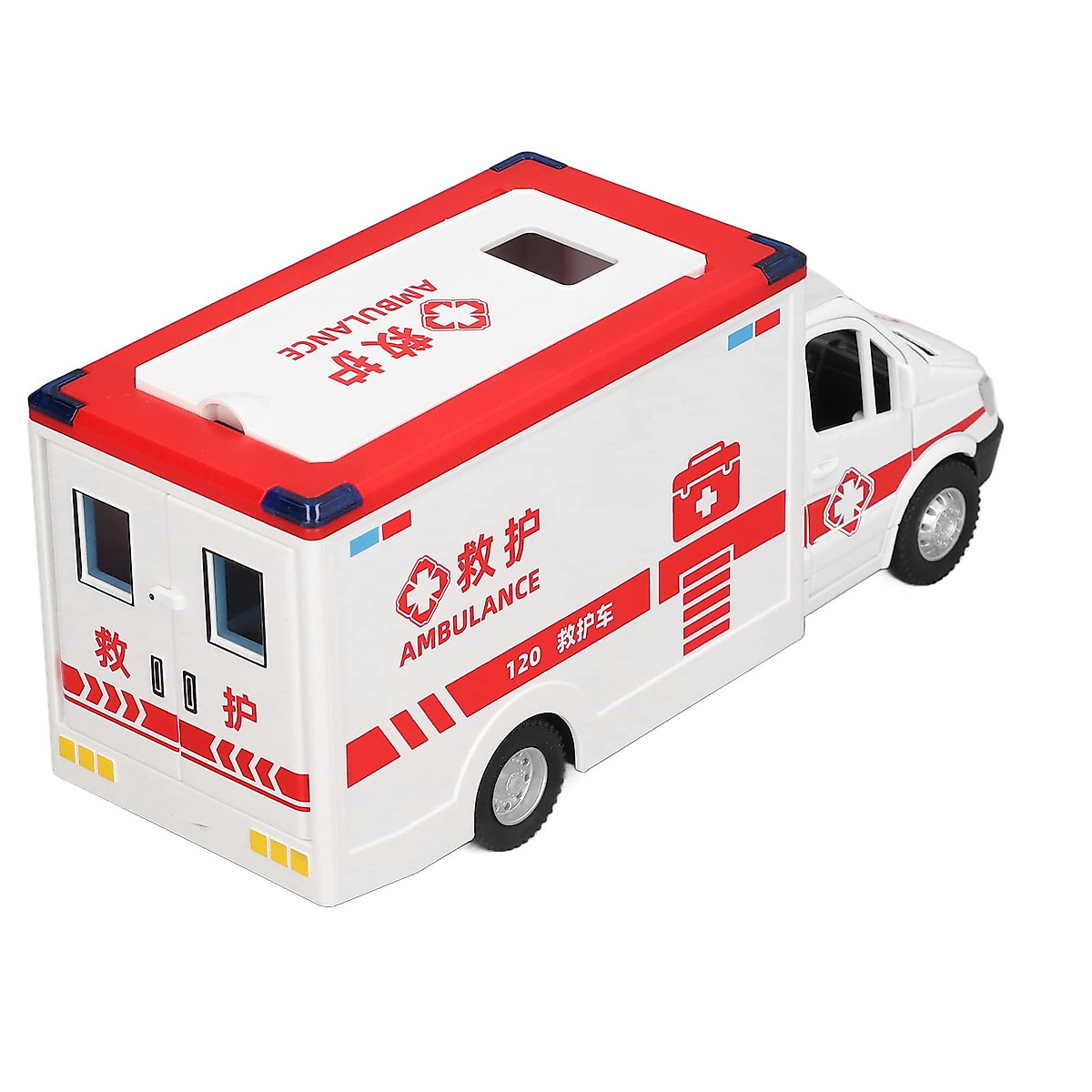 TYTOGE Ambulance Toy Car Alloy High Simulation Friction Powered Wheels Emergency Vehicle Toy with Light and Sound for Kids