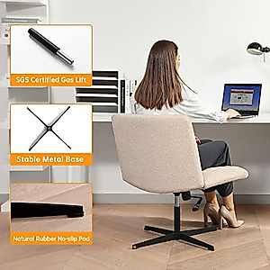 LEAGOO Fabric Padded Armless Home Office Desk Chair, 120° Rocking Mid Back Ergonomic Chair Computer Task Chair, Swivel Vanity Chair with No Wheels (Mixed Color)