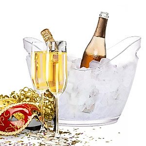 Yesland Ice Bucket Frosted Plastic 3.5 Liter Storage Tub - Perfect for Wine, Champagne or Beer Bottles