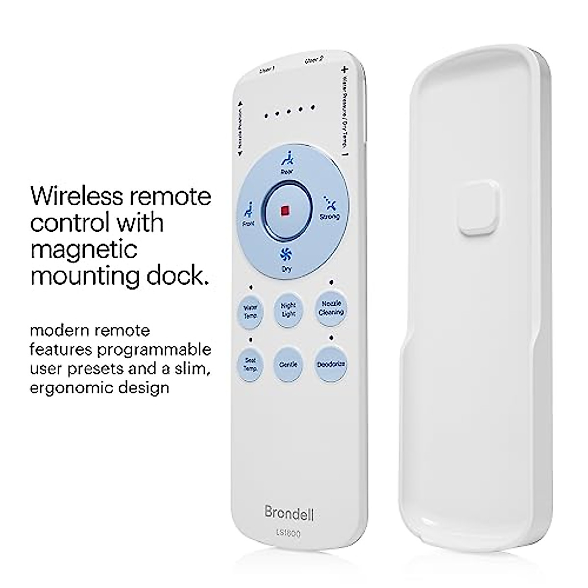 Brondell LS1800-RW Swash Electric Bidet Toilet Seat with Oscillating Stainless Steel Nozzle, Warm Air Dryer, Heated, Night Light, Gentle Close Lid, Thin Profile, Remote Control, Round