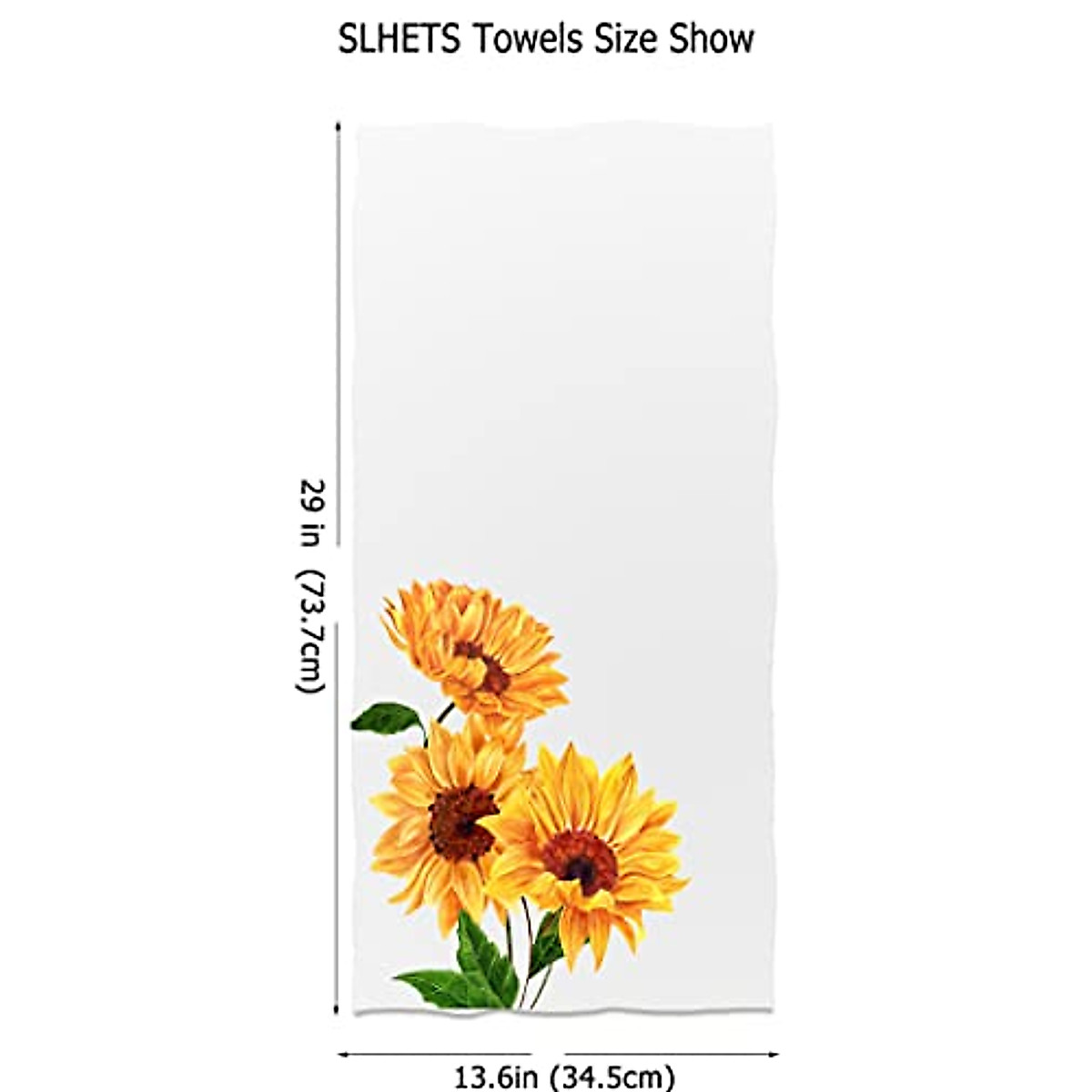 SLHETS Bright Sunflower Hand Towels 13.6 X 29' Yellow Flowers Bath Towel Soft Kitchen Dish Towels for Household Daily Use | Home Decoration | Carry-On Hotel Gym Spa