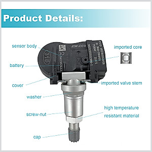 Ensun 68078861AA Tire Pressure Monitoring System (TPMS) Sensor 315MHz (Pack of 4)- Preprogrammed (Still Need re-Learn)