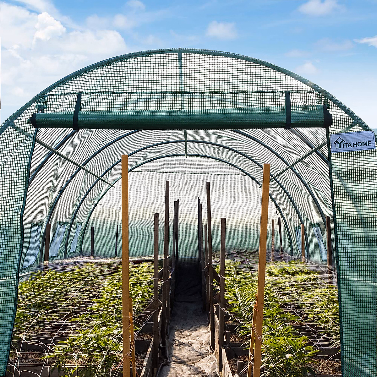 YITAHOME10'x7'x7' Greenhouses Large Walk-in Green House Heavy Duty Tunnel Green Houses Outdoor Portable Plant Gardening Upgraded Galvanized Steel Frame Zipper Doors 5 Crossbars Garden