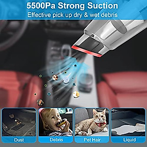 CarCome High Power Portable 6000PA Suction, Wet and Dry Car Vacuum Cleaner with 10FT Cord, Lightweight for Home Pet Hair Car Cleaning