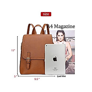 KKXIU Stylish Teen Girls Backpack Bag for Women Vegan Leather Small Bookbag Purse with Multiple Pockets (a-Brown)