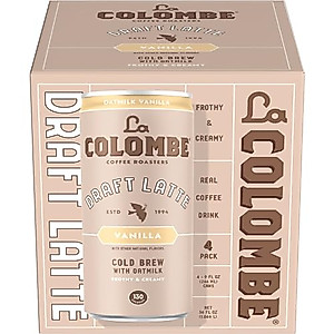 La Colombe Vanilla Draft Latte with Oatmilk - 9 Fl. Oz. 4 Pack - 100% Arabica Brazilian Cold Brew Coffee with Nitrous-Infused Oatmilk, Dairy-Free Vegan Latte, 120mg Natural Caffeine