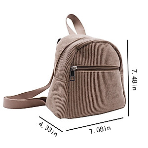 JASASCCEL Mini Backpack Corduroy Backpack Purse Casual Daypack for Women Travel Satchel Rucksack Cute Shoulder Bag