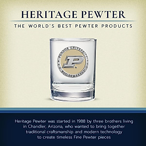 Heritage Pewter Purdue Double Old Fashion | Double Rocks Glass 14 OZ for Liquor | Expertly Crafted Pewter Glass