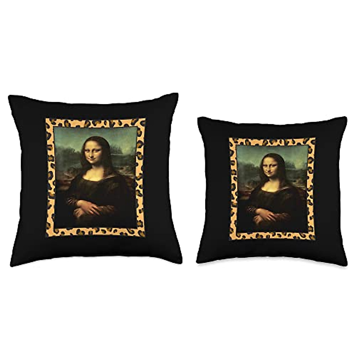 Caz Dezines Mona Lisa Leopard Print Frame Throw Pillow, 18x18, Multicolor