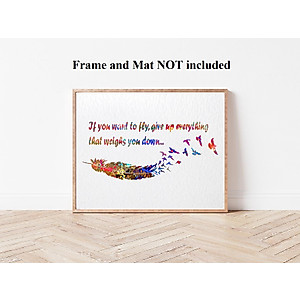 Dignovel Studios 8X10 Unframed Feather Motivational Inspirational Inspiring Quotes Watercolor Art Print Poster Home Decor DN505