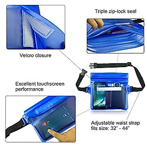 Waterproof Pouch with Waist Strap, 2 Pack The Most Durable # Super Lightweight Waterproof Phone Case/Wallet, Perfect for Kayaking Beach Pool Water Parks Boating Snorkeling Swimming and Fishing