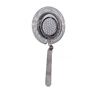 Bar Strainer, Stainless Steel Cocktail Strainer Hawthorne Strainer with Removable Spring, 8 x 3.7in(Black)