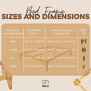 Bme Chalipa 14” King Bed Frame - Solid Wood Platform Bed - Japanese Joinery Bed Frame - Wood Slat Support - No Box Spring Needed - Easy Assembly - Minimalist & Modern Style, Golden Natural