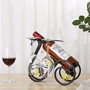 Homya Wine Rack - Under Cabinet Goblet Wine Bottle Holder Glass Storage Rack Metal Storage Rack for Easy Access and Storage of Wine Glasses Black Swan 4 Glasses + 1 Bottle