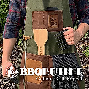 BBQ Butler Wood Grill Scraper - Wooden Barbecue Cleaner - BBQ Tools - Bristle Free - Food Safe Oak Grill Scraper with Metal Scraping Hook and Bottle Opener