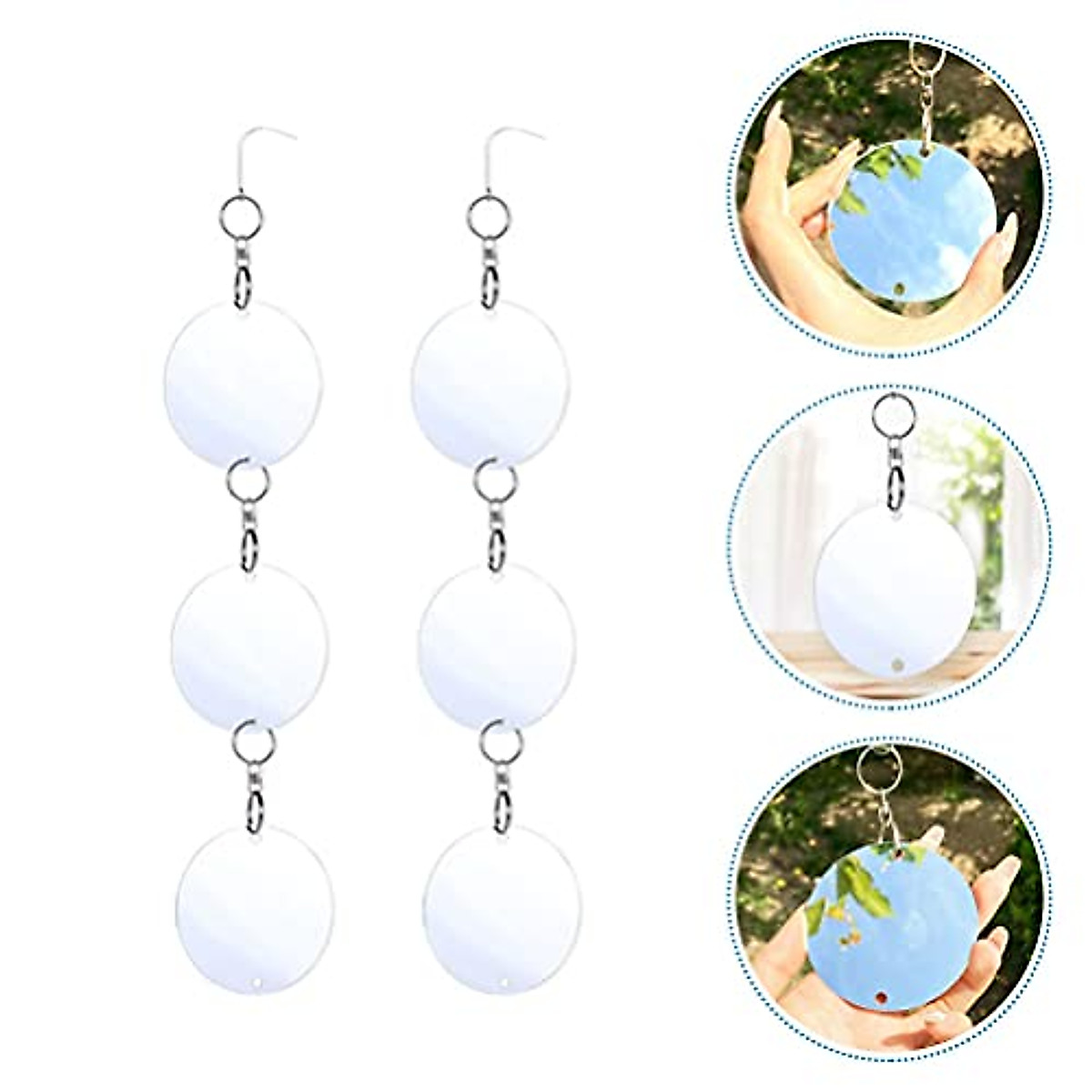 YARDWE 2Sets Bird Scare Hanging Discs Set Reflective Double- Sided Bird Reflector Woodpecker Bird Scare Devices for Patio Garden Woodpecker and Pigeon
