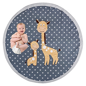 OBERLUX Baby Play Mat Memory Foam - Play Mat for Baby, Machine Washable, 49 inches-Large Non Slip Floor Mat, Playroom Decor, Baby Crawling Mat, Tummy Time Mat, Jungle Animal Safari Theme Baby Mat.