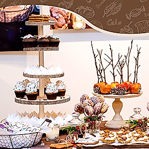 Ayfjovs 5 Tiered Wood Cupcake Stand, Rustic Wood Cake Stand, Wood Dessert Display Stand, Detachable Wood Slices Round Cupcake Tower Holder for Party and Rustic Wedding Decoration