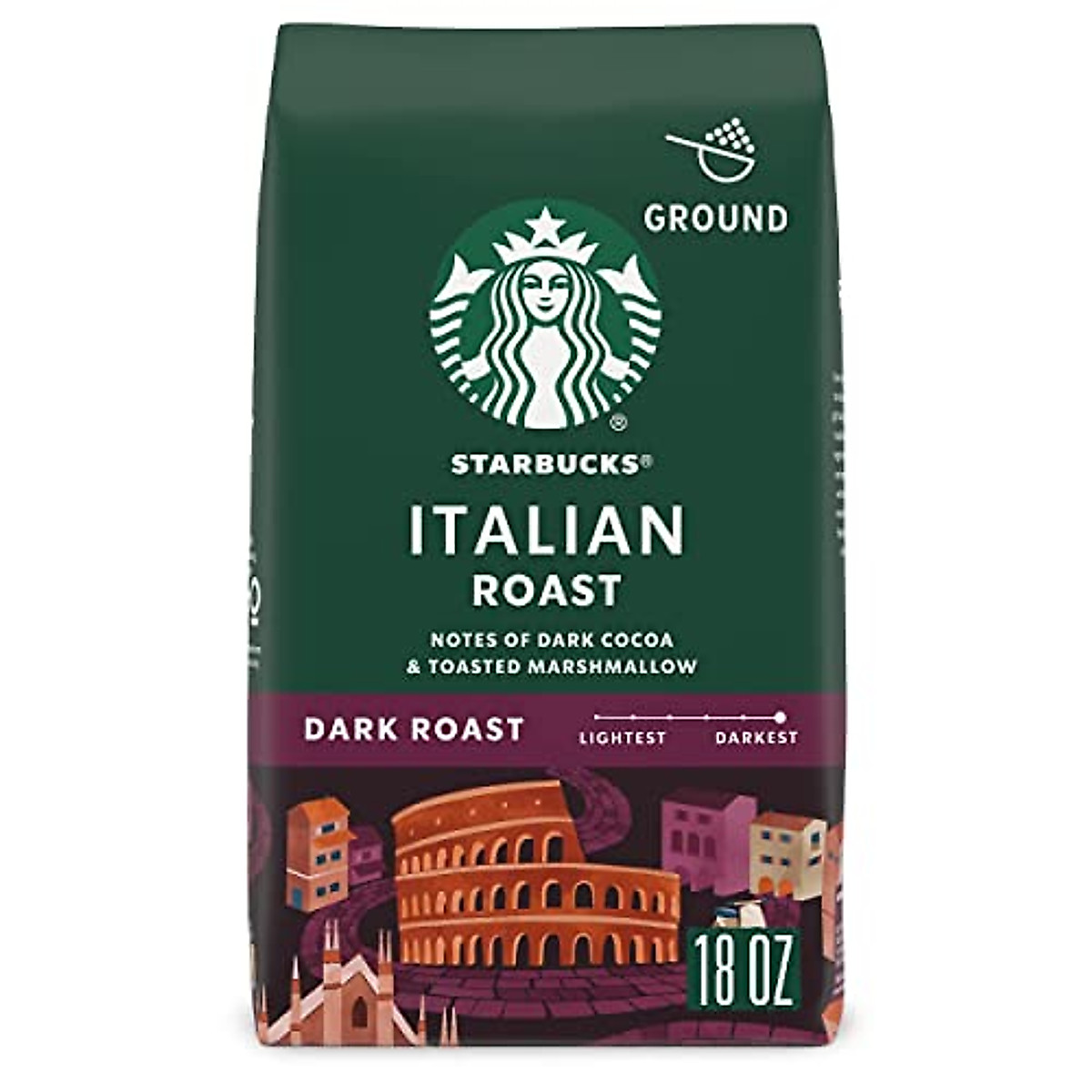 Starbucks Ground Coffee—Dark Roast Coffee—Italian Roast—100% Arabica—1 bag (18 oz)