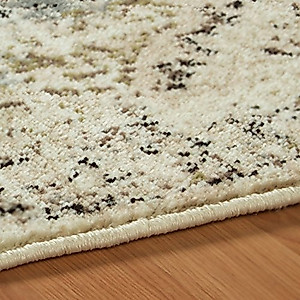 SUPERIOR Indoor Area Rug with Jute Backing, Traditional Design Carpet from Egypt for Bedroom, Living Room, Office, Dorm, Kitchen, Entryway, Mayfair Collection 4x6 Ivory